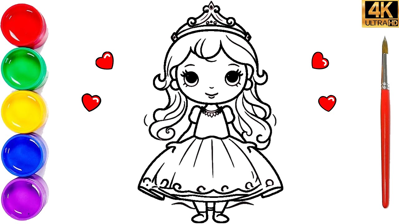 Easy Princess Drawing, How to Draw a Cute Princess for Kids, Easy ...