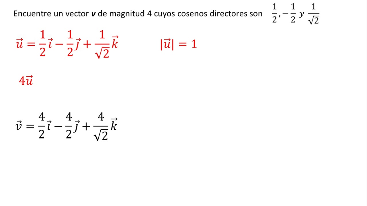 Cálculo de un vector en R3 dados su magnitud y cosenos directores ...
