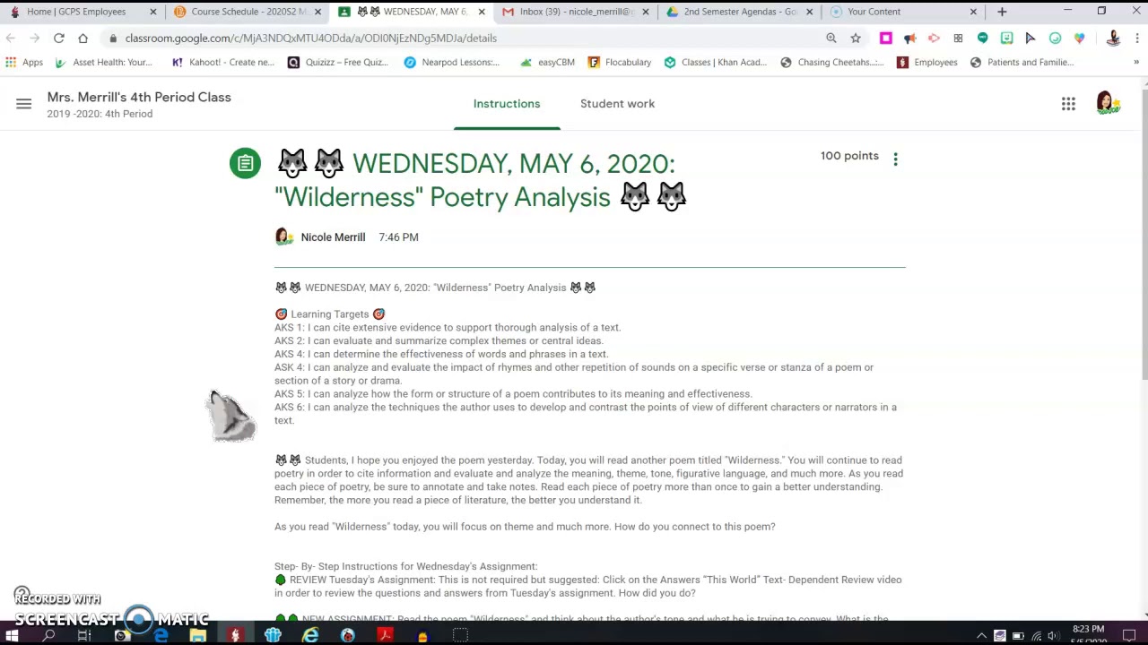 WEDNESDAY, MAY 6, 2020: "Wilderness" Poem Analysis Assignment - YouTube