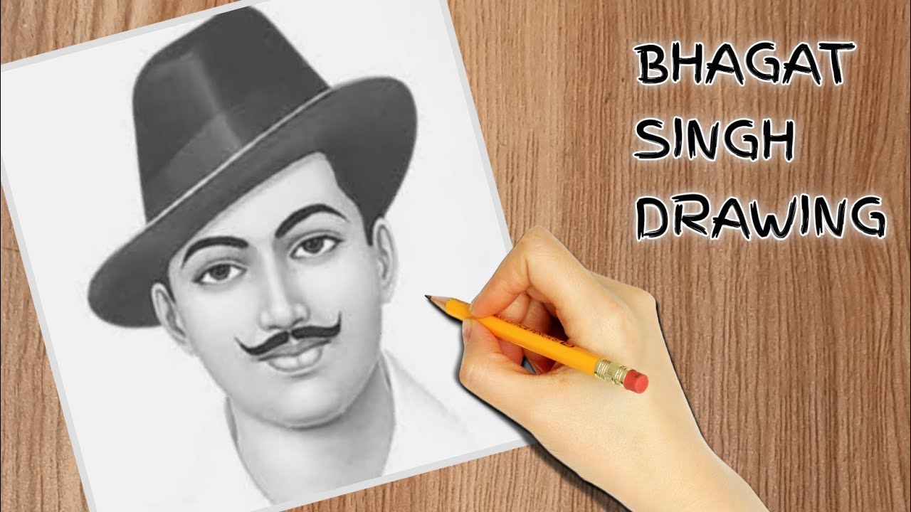 Bhagat singh drawing || my frist face drawing video || how to draw ...