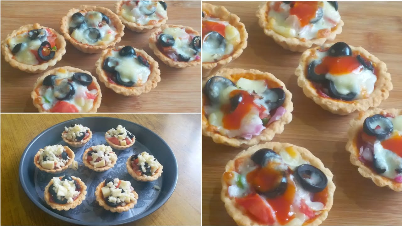 Pizza Tarts | Party Snacks | How To Make Eggless Tarts At Home | Pizza ...