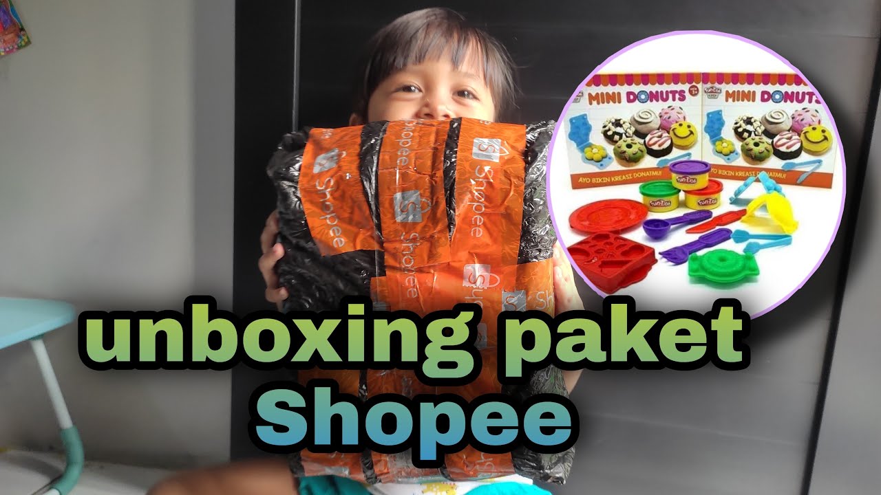 Unboxing Paket Shopee,mainan Fundoh Mini Donat - YouTube
