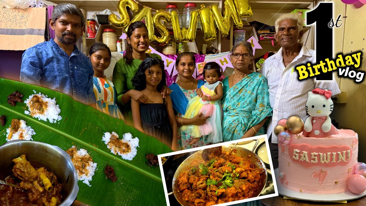 Saswini 1st Birthday with the Hello Kitty cake / Non-Veg Feast was so ...