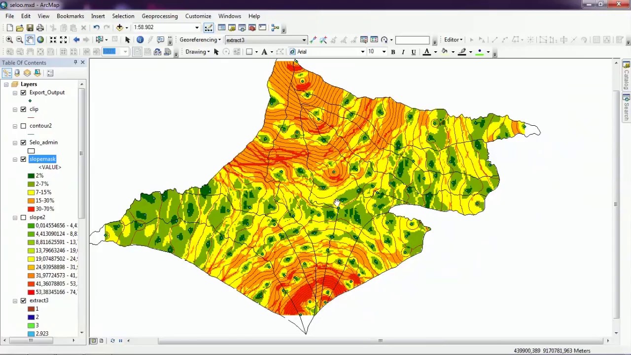 TUTORIAL MEMBUAT KEMIRINGAN LERENG (SLOPE) Pada ArcGis - YouTube