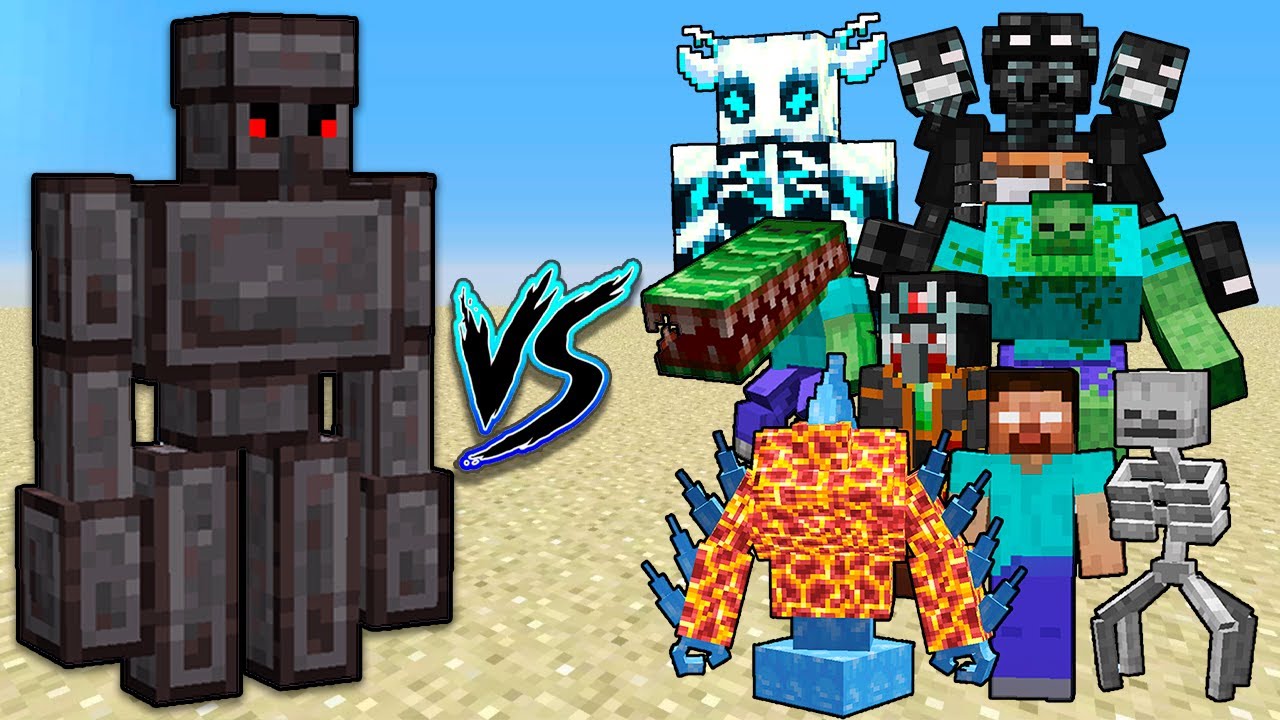 Netherite Golem vs All Random Bosses and Mutant Mob Battle - YouTube