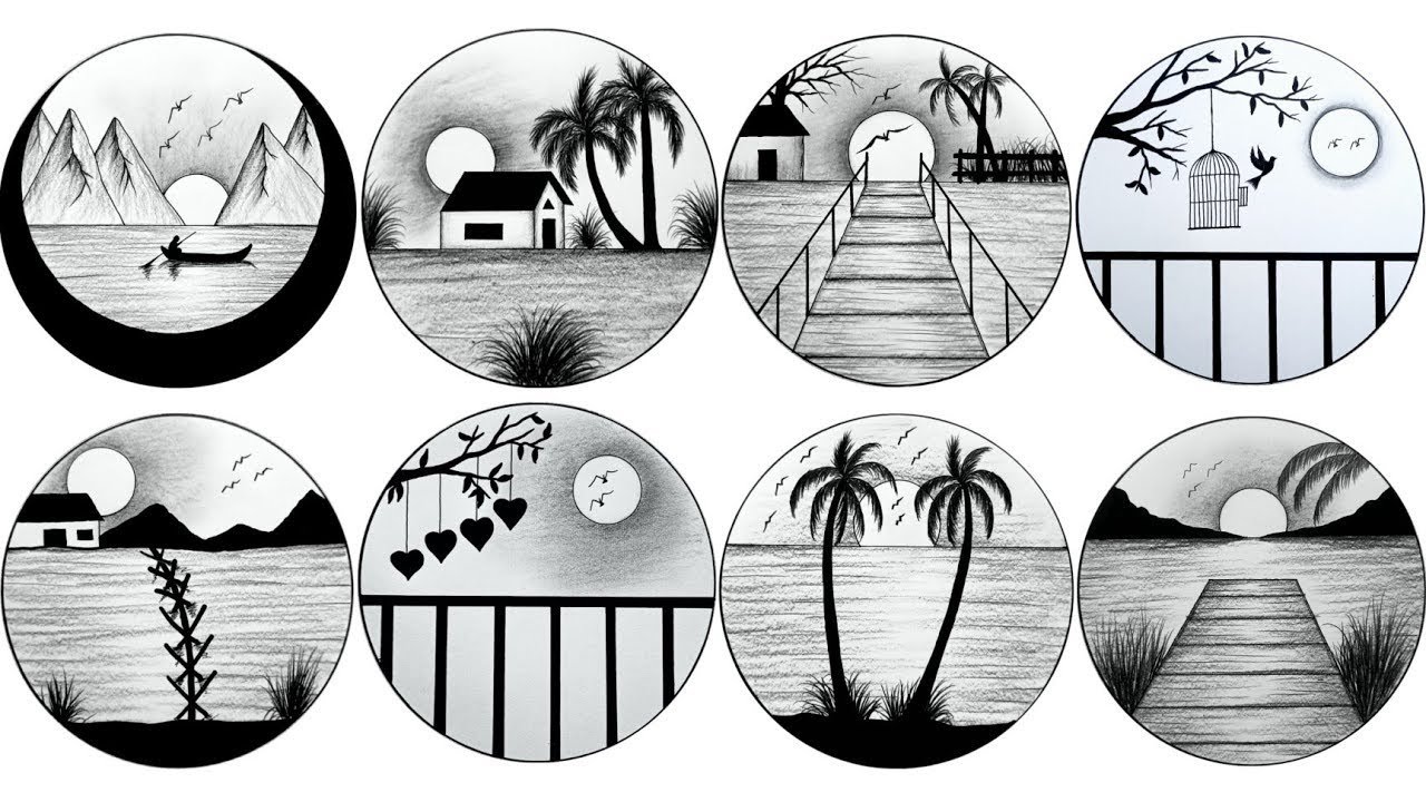 Easy 8 circle scenery drawing ideas pencil drawing in a easy drawing ...
