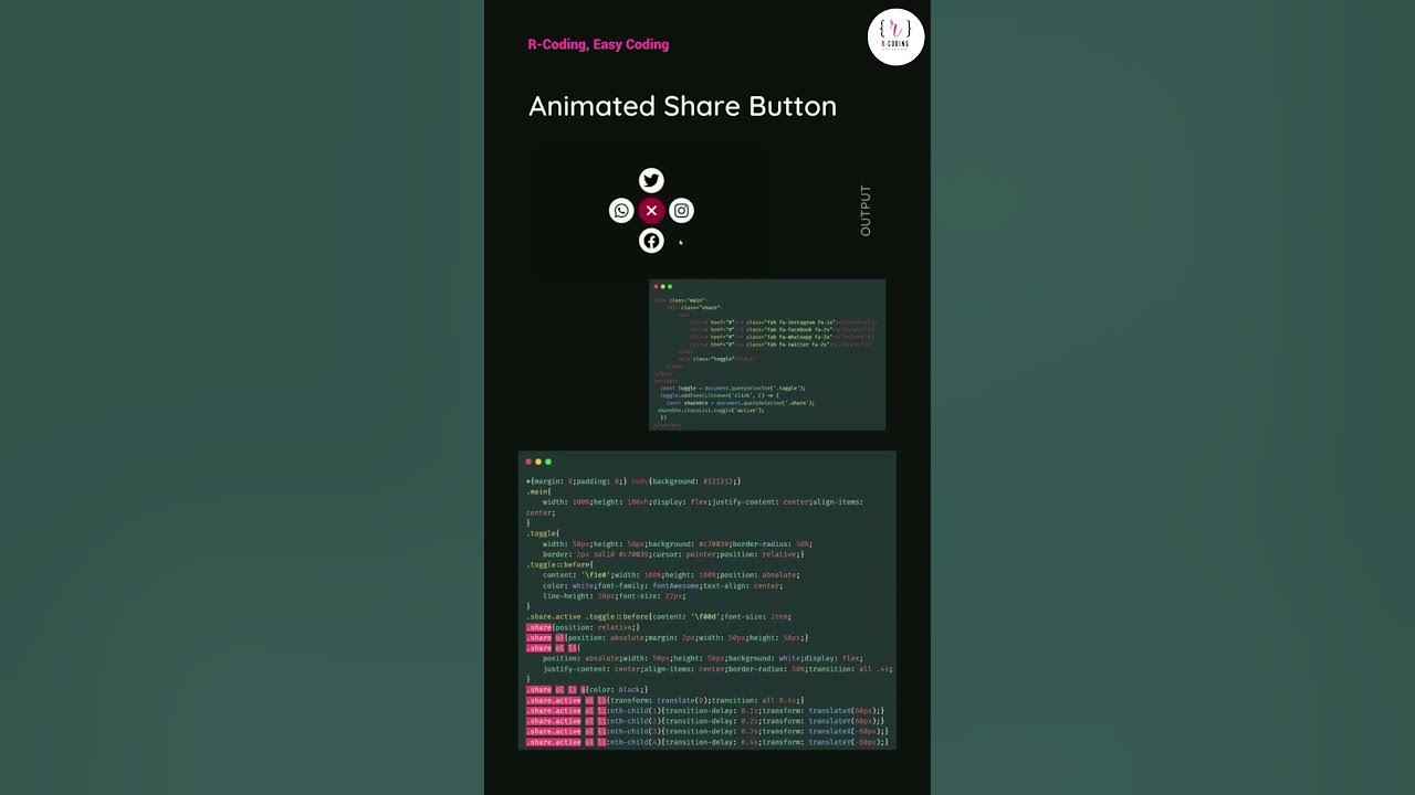 Animated Share Button Html Css Js Coding Learnwebdev Programming