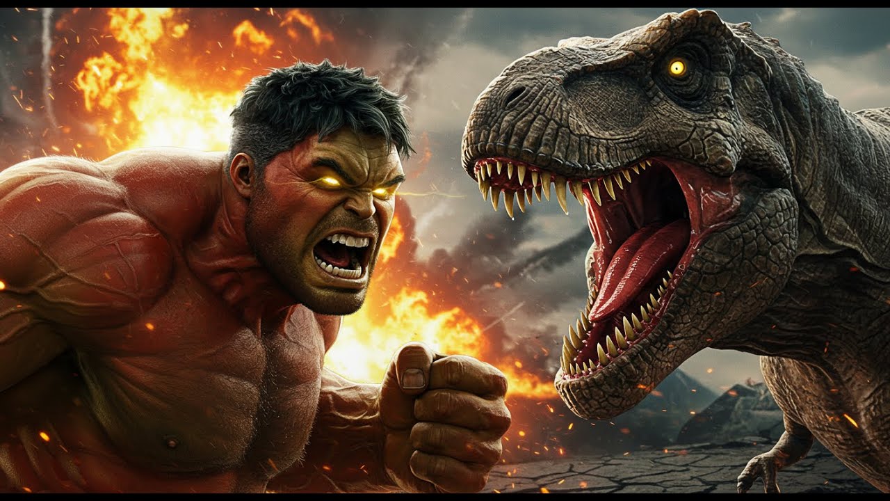 RED HULK Takes Down T REX in EPIC Battle - YouTube