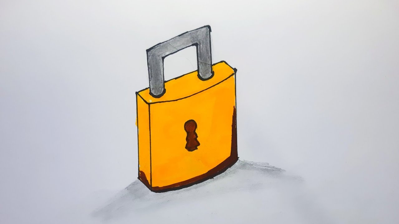 How to draw a lock | Lock Drawing | Step by step Lock Drawing easy ...