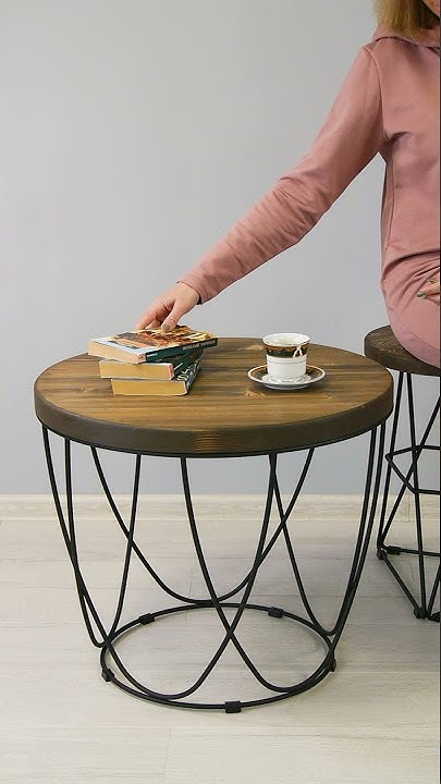 ilwi Столик журнальный из металла с деревянной столешницей стиль LOFT ...