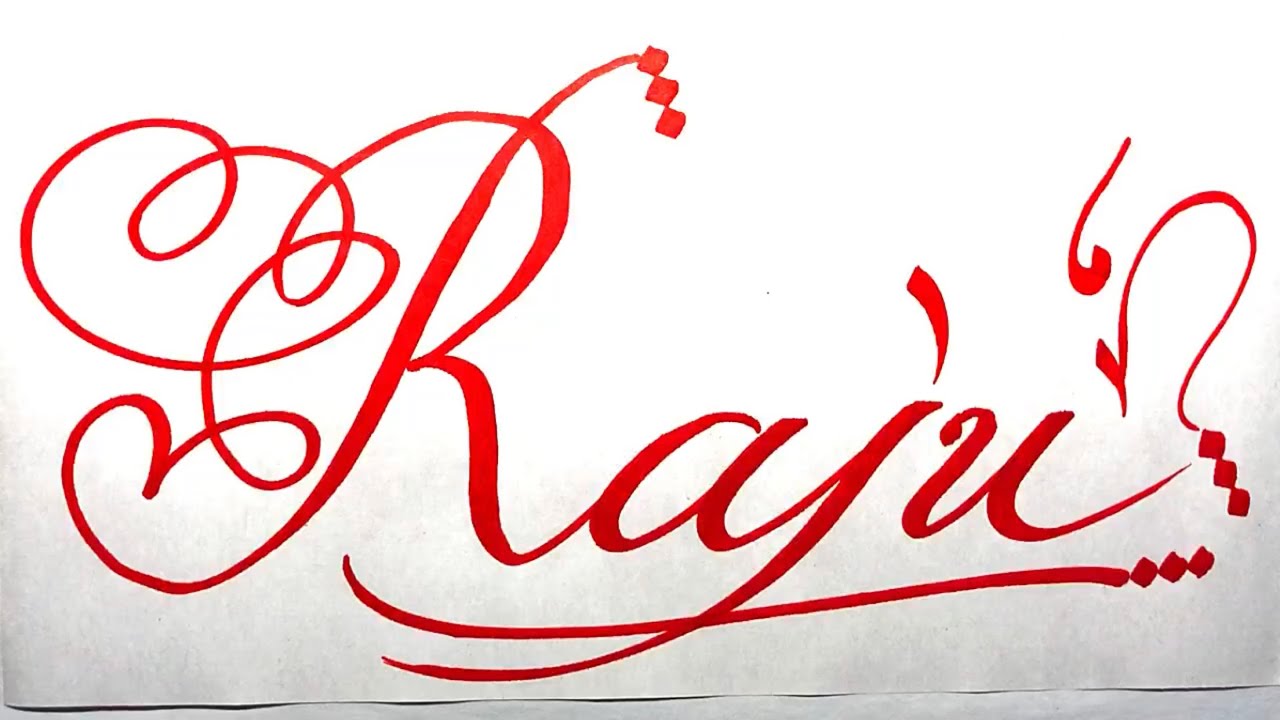 Raju Name Signature Calligraphy Status | How to write with Cut Maker # ...