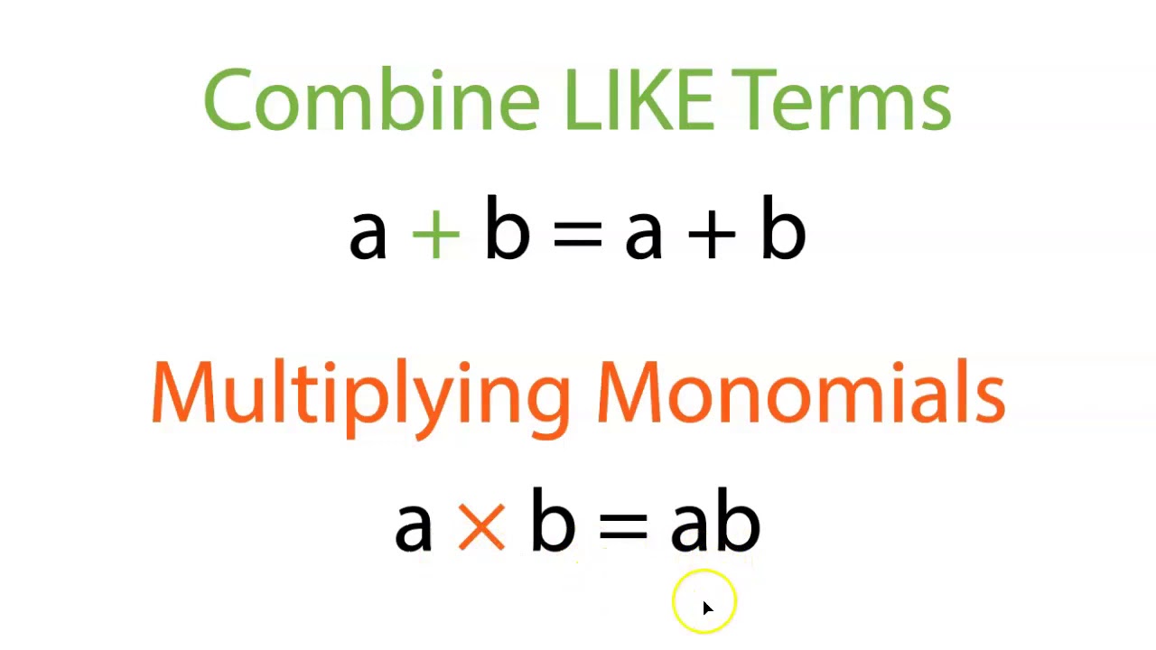 Combine Like Terms vs Multiply Monomials - YouTube