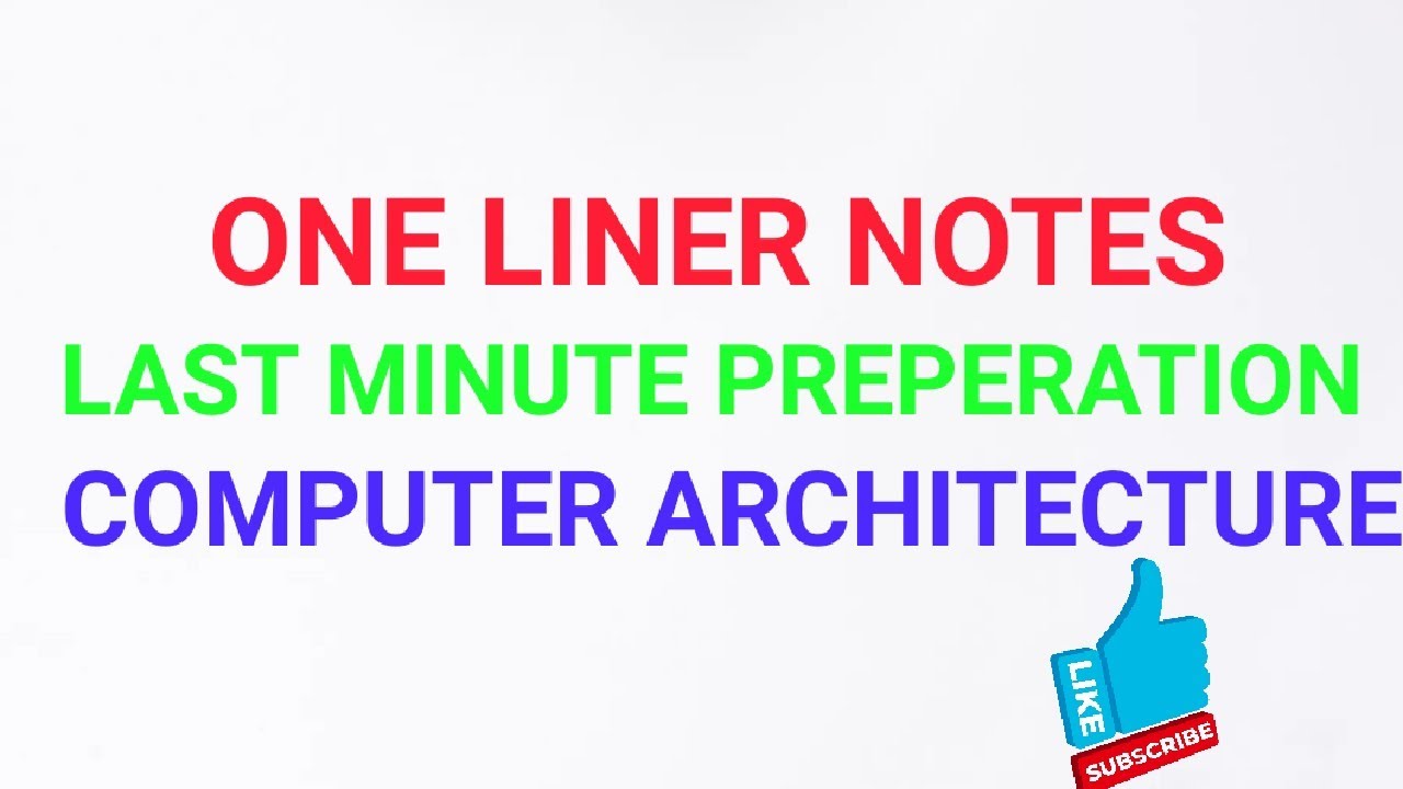 Computer Architecture one liner notes#youtube #computer # ...