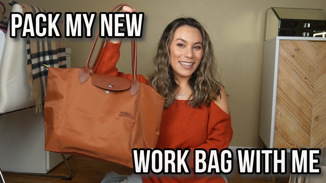 Pack my new work bag with me | Longchamp tote - YouTube