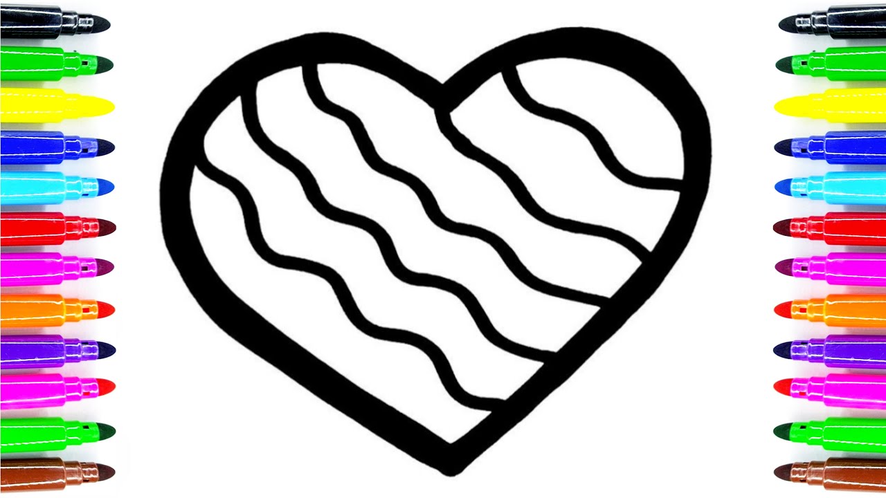 How to draw a beautiful colored heart for children ️Learn hearts and ...