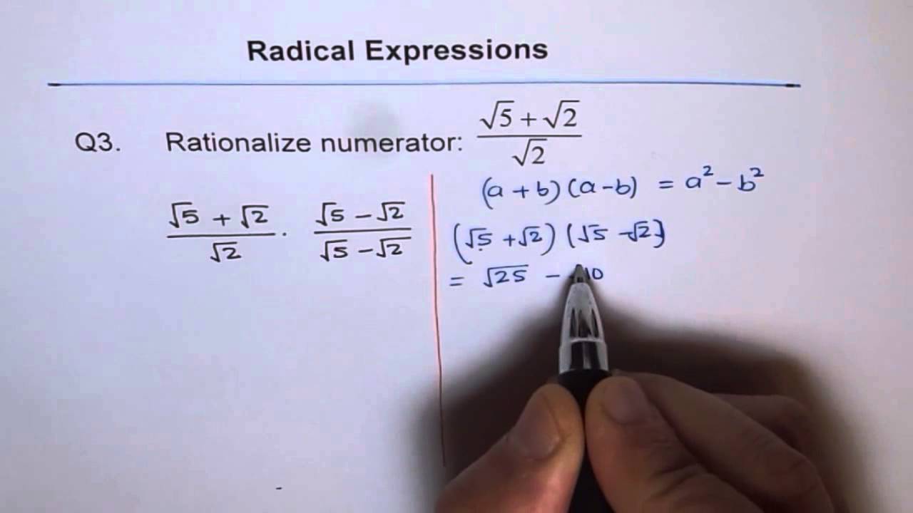 Rationalize Numerator Difference of radicals Q3 - YouTube
