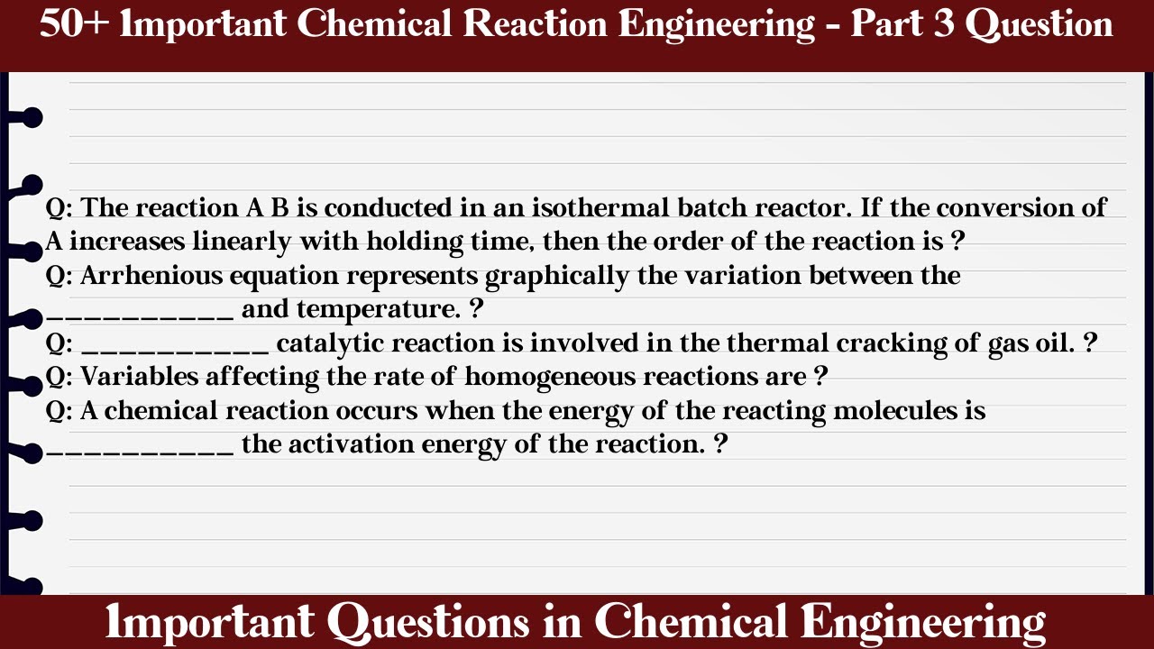 MCQ Questions Chemical Reaction Engineering - Part 3 with Answers - YouTube