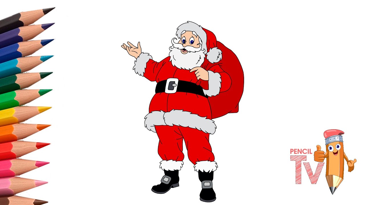 How to draw Santa with gifts step by step, #drawing, #video, #Christmas ...