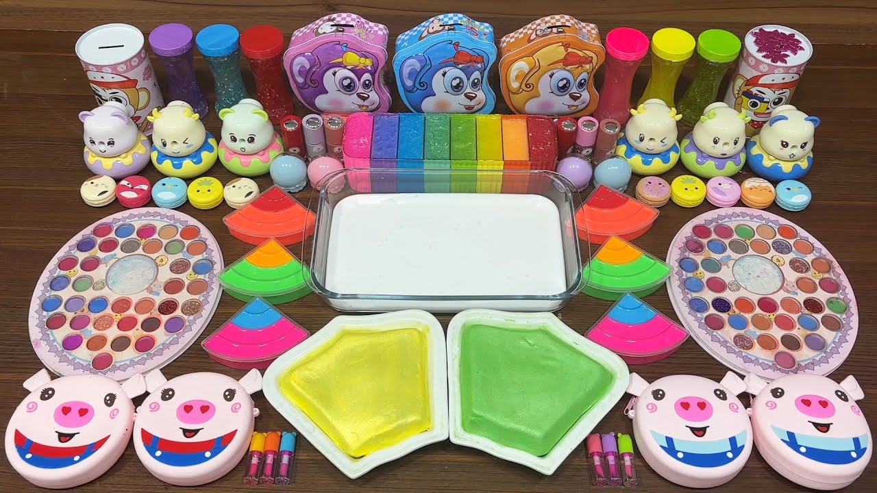 Rainbow Slime I Mixing random into Glossy Slime I Relax with videos💕 ...