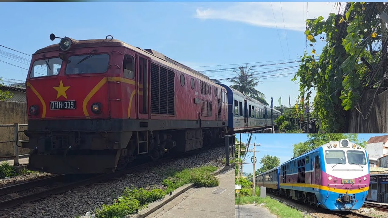 D11H-339 HĐ2 tránh D19E-978 SE23 tại ga Thanh Khê sáng sớm - YouTube