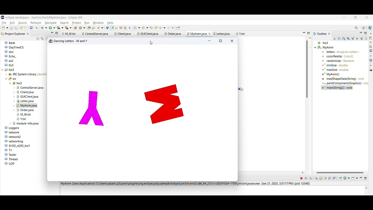 JAVA Letter Animation - YouTube