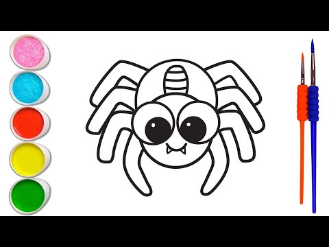 How To Draw A cute spider Coloring For Kids and toddlers Learn Drawing ...