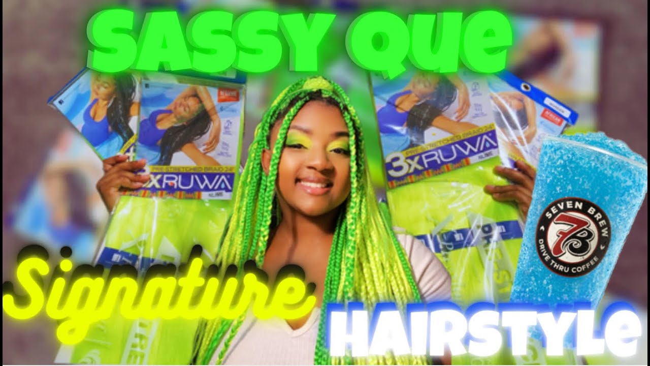 NEON GREEN BOX BRAIDS HAIRSTYLE | KNOWLEDGE WITH SASSY QUE - YouTube