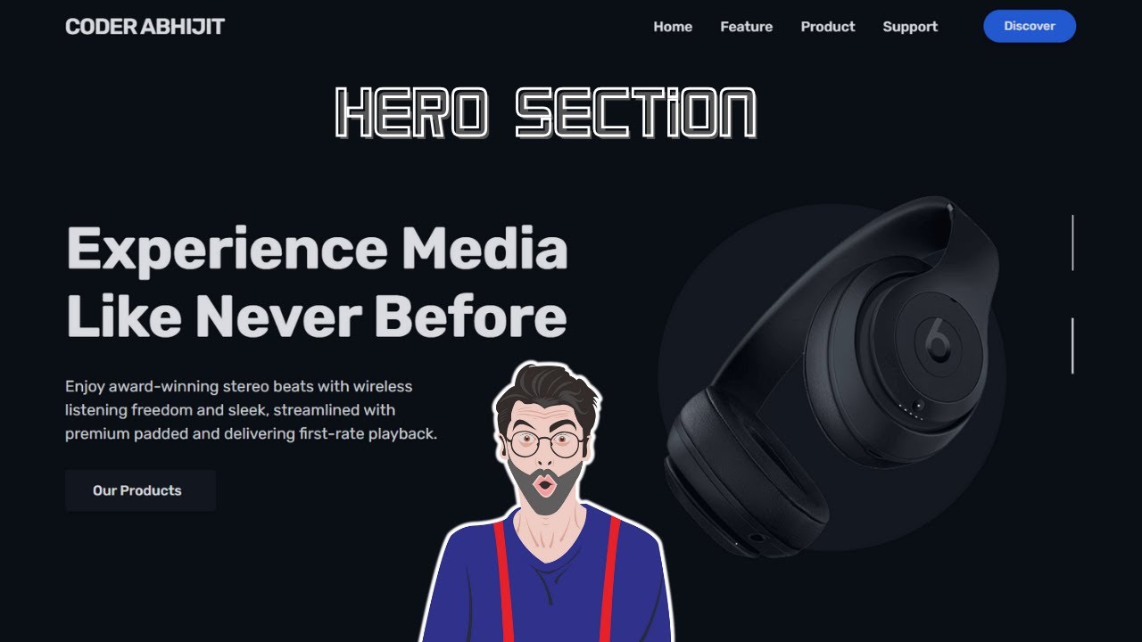 Build a Modern Hero Section for Your Website | HTML, CSS & JavaScript ...