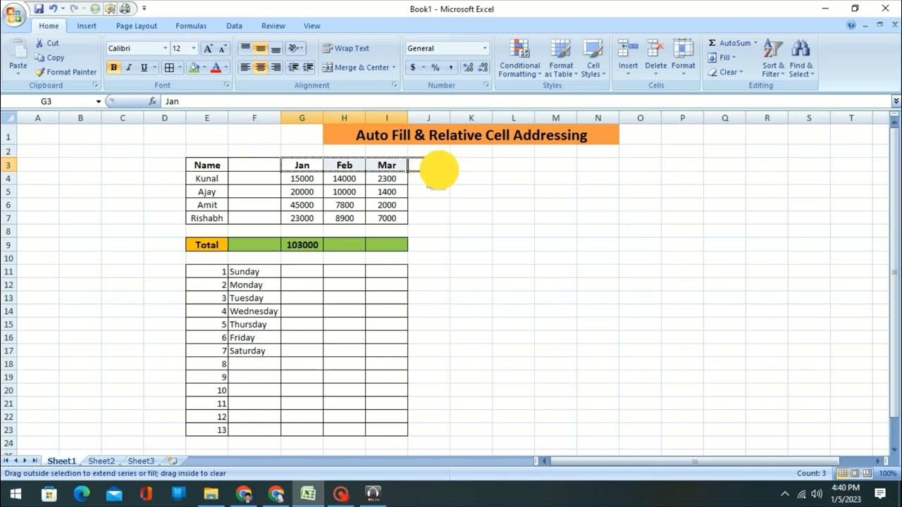 Auto Fill & Relative Cell Reference in Excel. | MS Excel full tutorial in Hindi. - YouTube