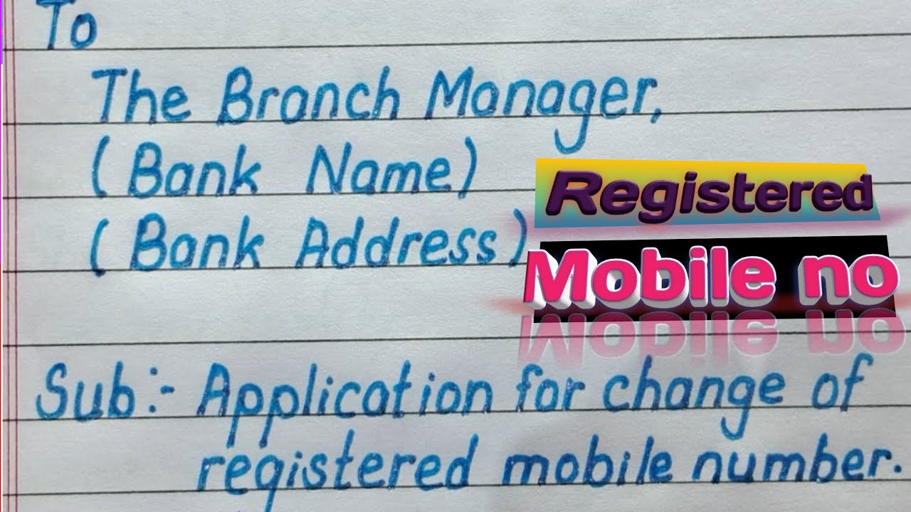 Application to Bank Manager to Change Mobile Number | Request for ...