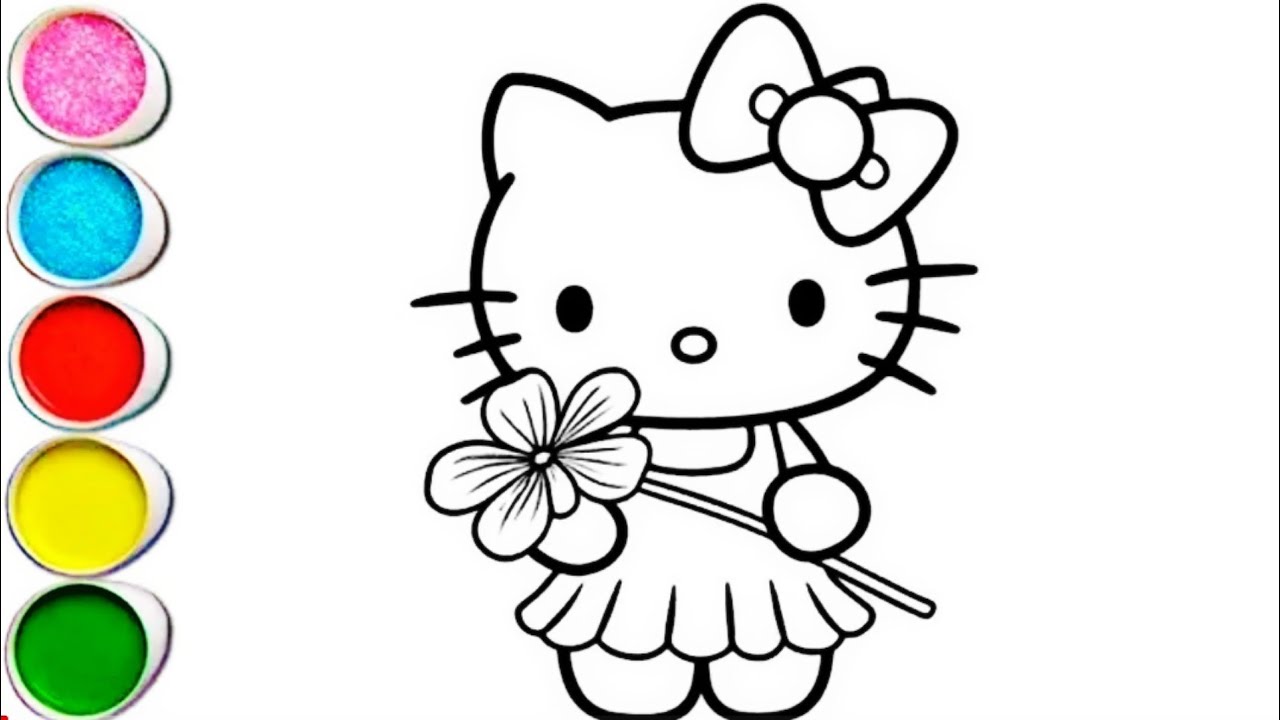colorful Hello Kitty with flower Easy step by step - YouTube