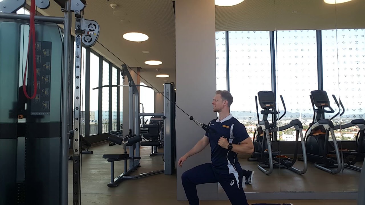 1 arm Split Squat Stance Cable Row High Attachment - YouTube