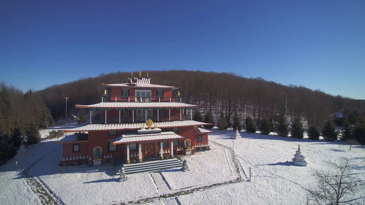 Aerial View of Padma Samye Ling Monastery and Retreat Center in Upstate ...
