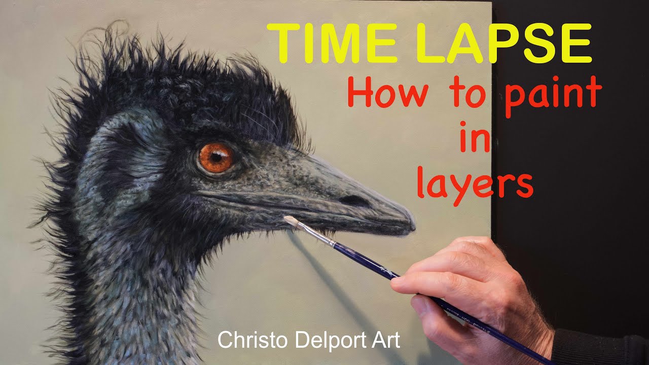 How to paint a realistic emu in layers - time lapse - YouTube