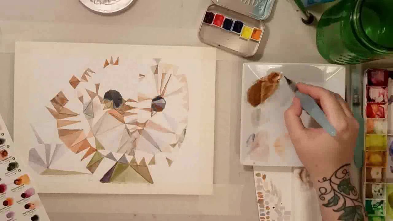 Watercolor Speedpaint: "Barn Owl, in Polygons" - YouTube