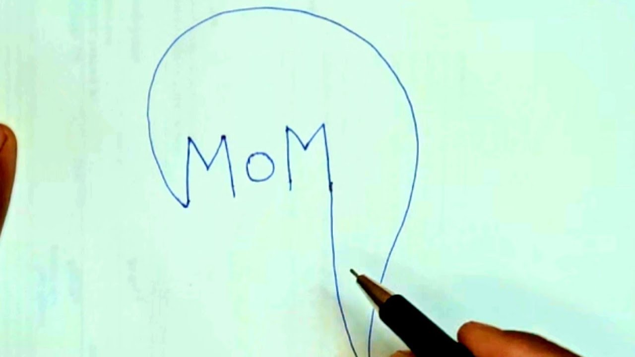How to draw mother face from letters mom|| mother day drawing|| mother ...