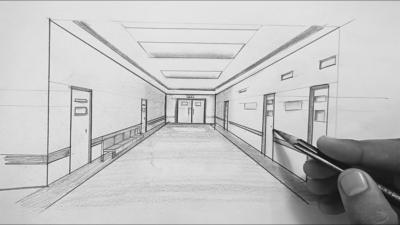 One Point Perspective Drawing For Beginners Step by Step.Day:-18 - YouTube