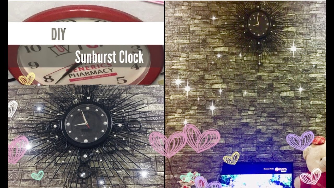 DIY SUNBURST CLOCK | Home Decor under P100| Easy and Fancy - YouTube