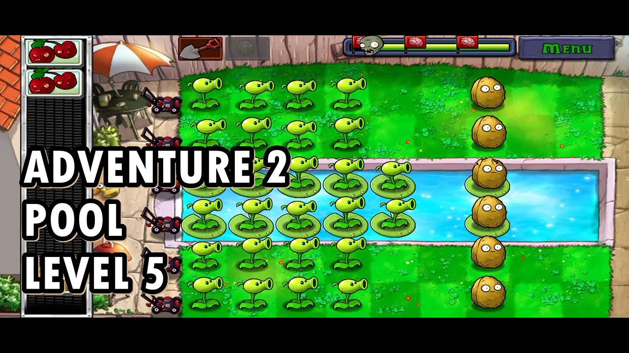 PvZ ADVENTURE 2 (POOL) LEVEL 5 - YouTube