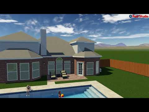 Murphy Geometric Pool with Travertine Decking - YouTube