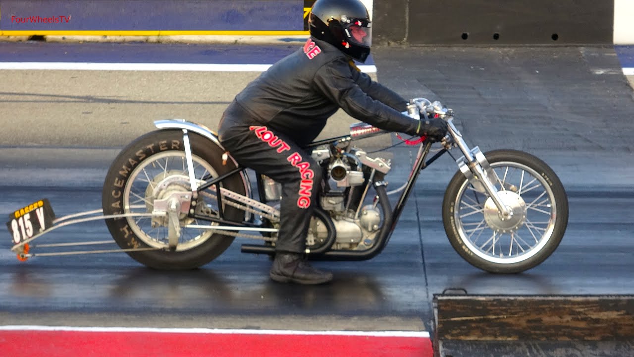 Drag Racing Vintage Harley Sportster - YouTube