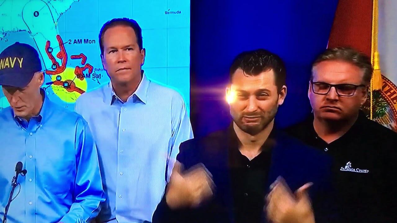 Funny Interpreter at Rick Scott's Hurricane Irma Speech - YouTube