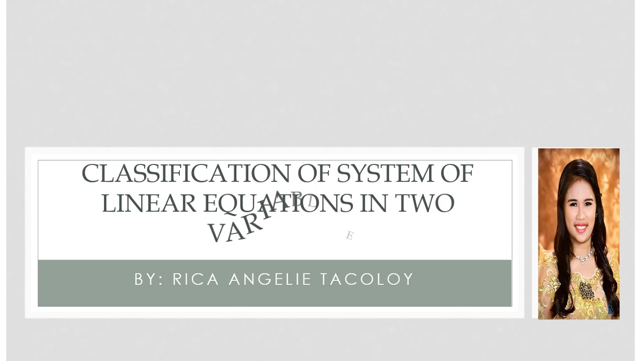 Classification of Systems of Linear Equations - YouTube