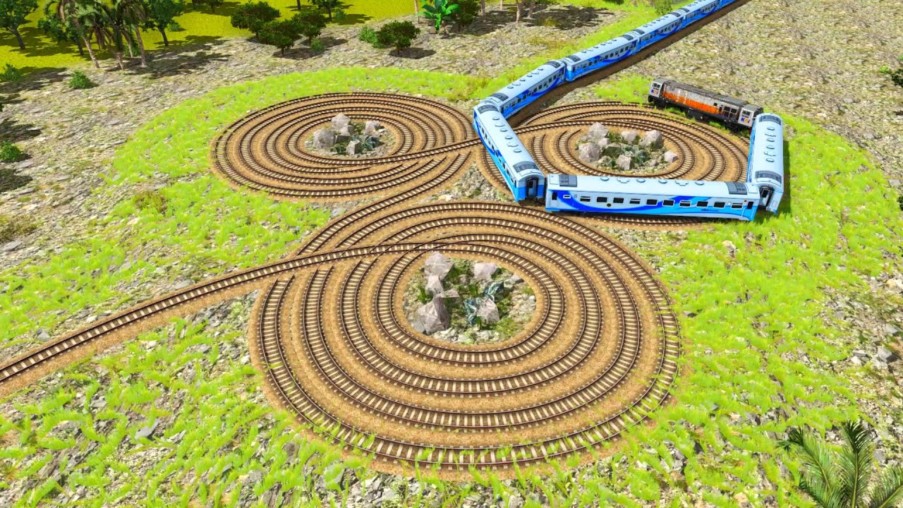 3 Fast Trains Pass Through Railroad Track Similar to Three Spirals🚦 ...