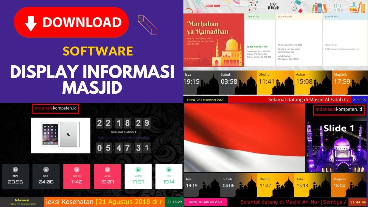 Display Informasi Masjid Gratis dengan Jadwal Sholat dan Running Teks #zanuardidikbintoro - YouTube