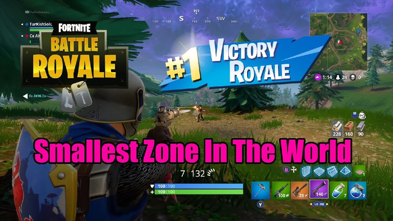 Fortnite Battle Royale - Smallest Zone In The World - YouTube