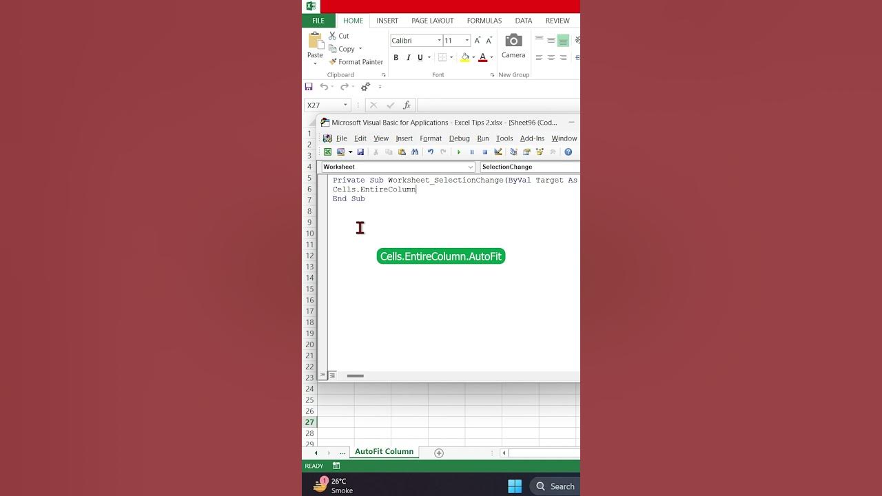 AutoFit Columns Using VBA In Excel 🤫🤫🔥#shorts #excel - YouTube