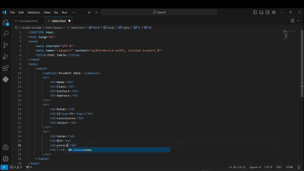 HTML Table - YouTube