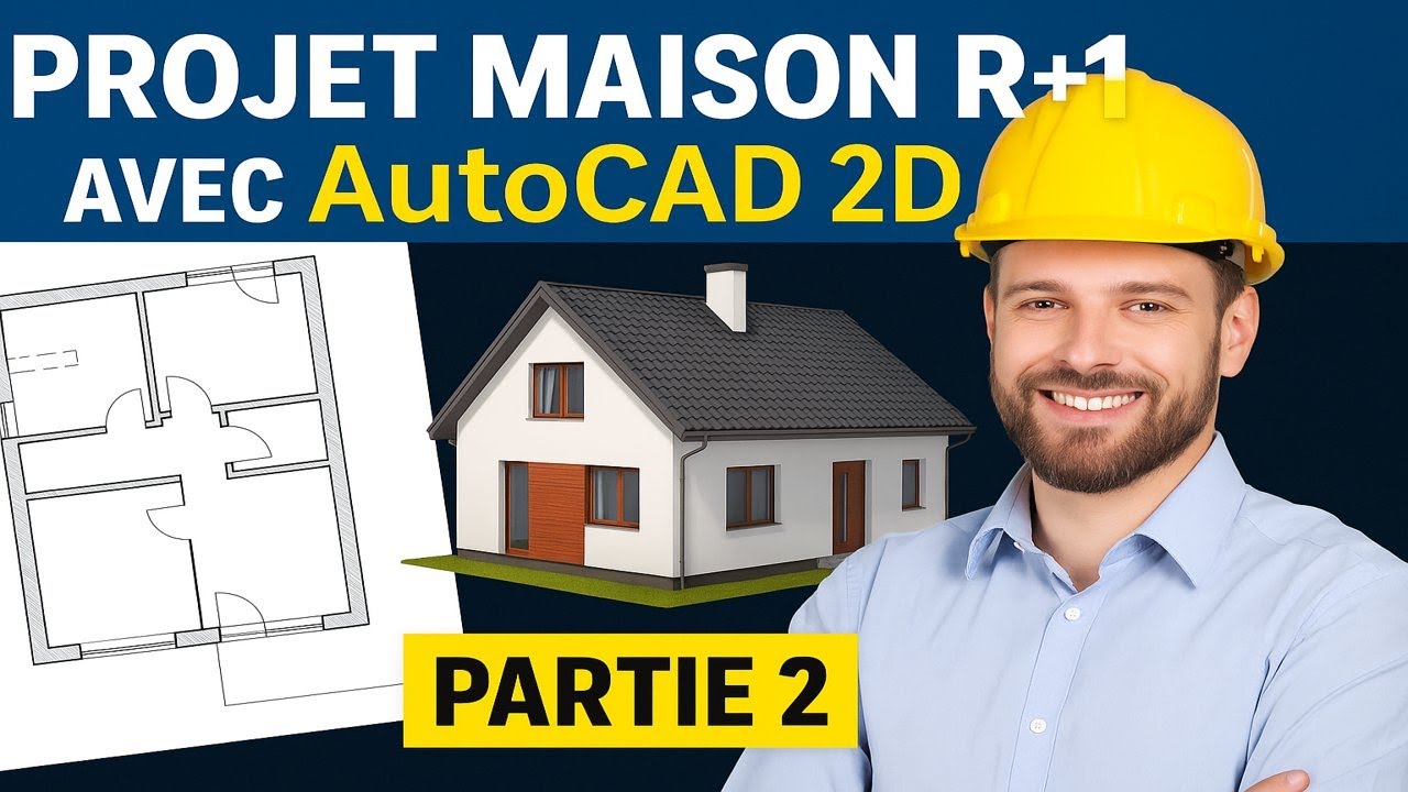 Projet Maison R+1 avec Autocad 2D : Partie 2 - YouTube