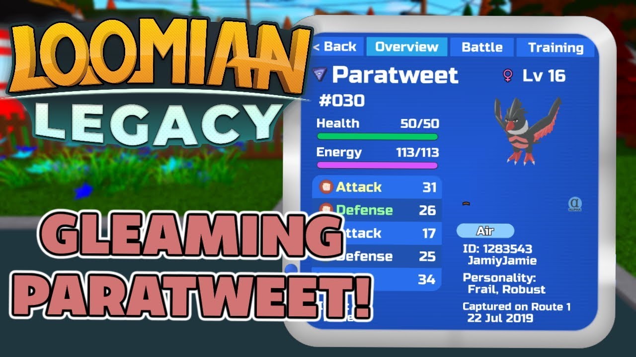 I GOT AN ALPHA GLEAMING PARATWEET! - Loomian Legacy - YouTube